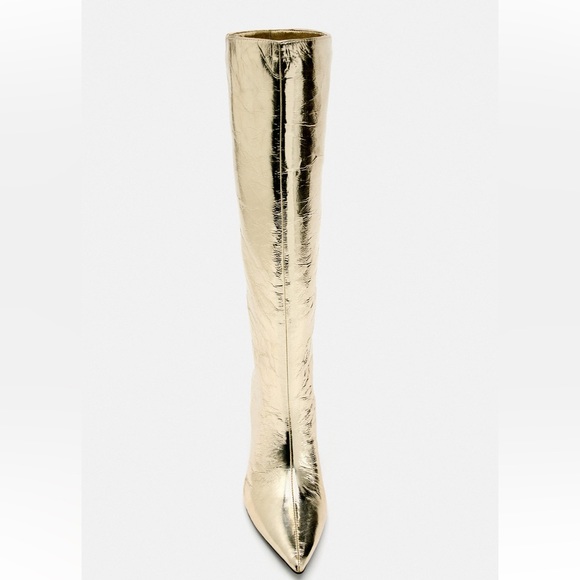 Zara | Shoes | Zara Metallic Heeled Boots | Poshmark
